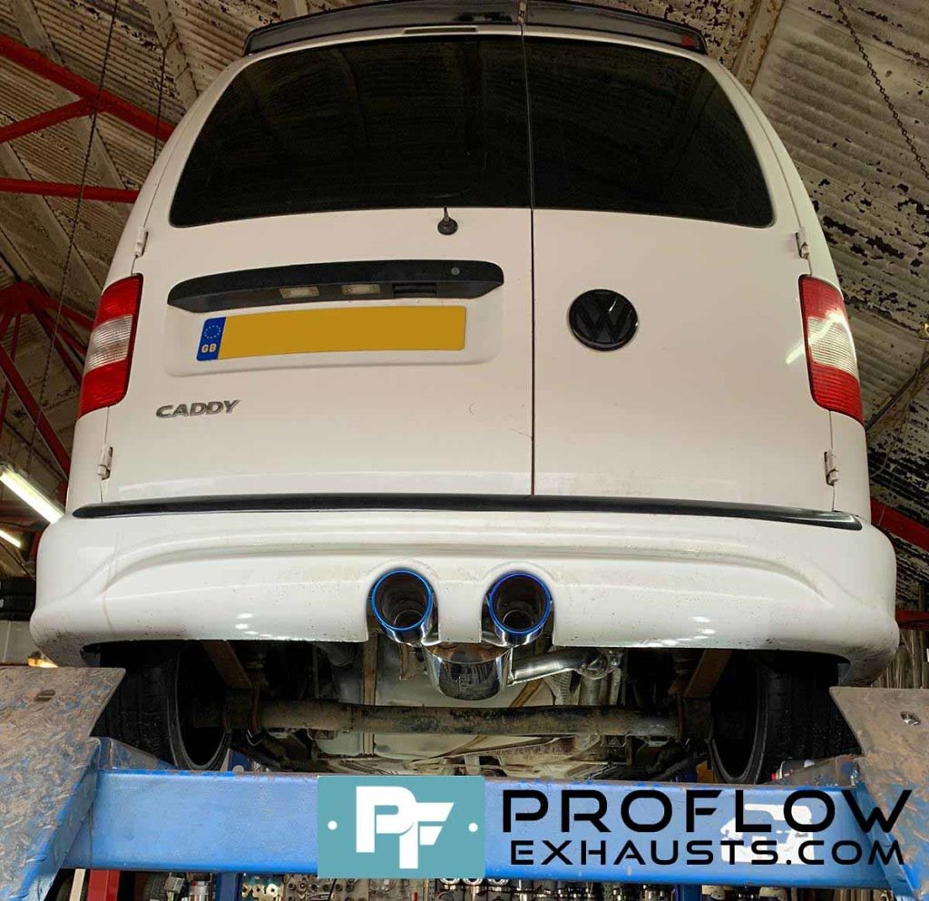 VW Caddy R32 Bumper Rear Exhaust Custom Built by Proflow Exhausts