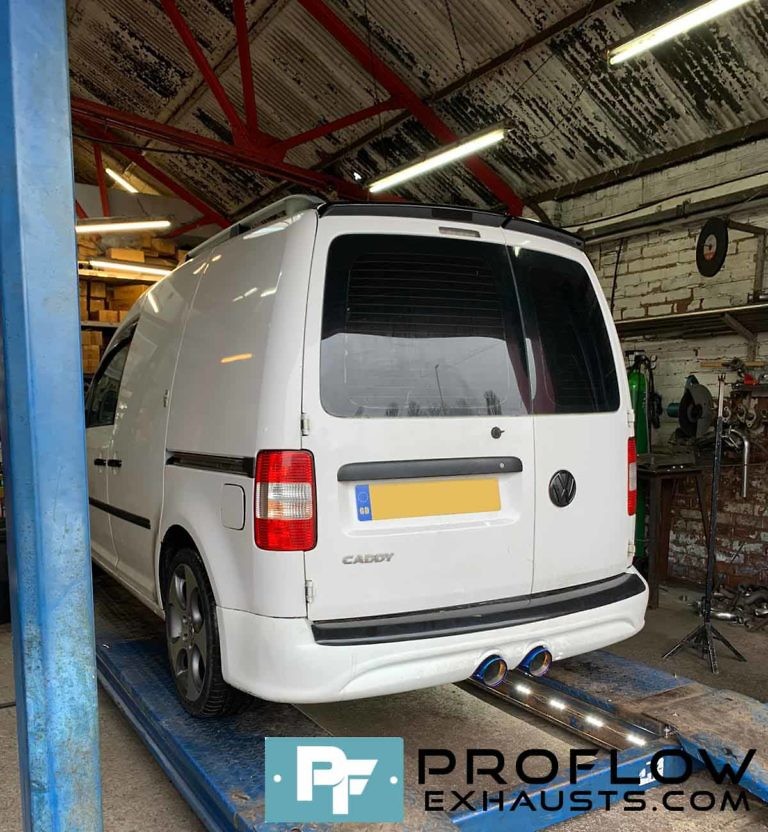 VW Caddy R32 Bumper Rear Exhaust Custom Built by Proflow Exhausts
